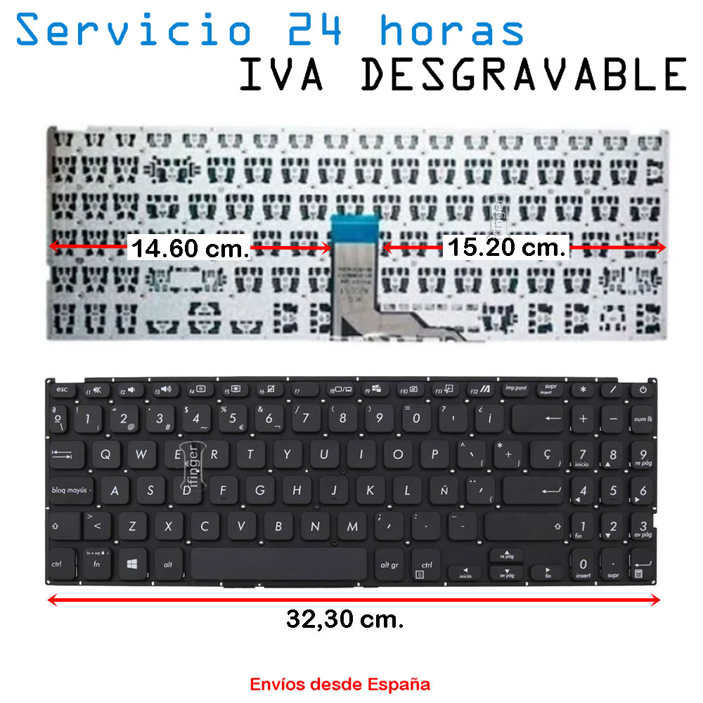 TECLADO ESPAÑOL DE portatil compatible para asus S509FA negro EUR 13,56 ...